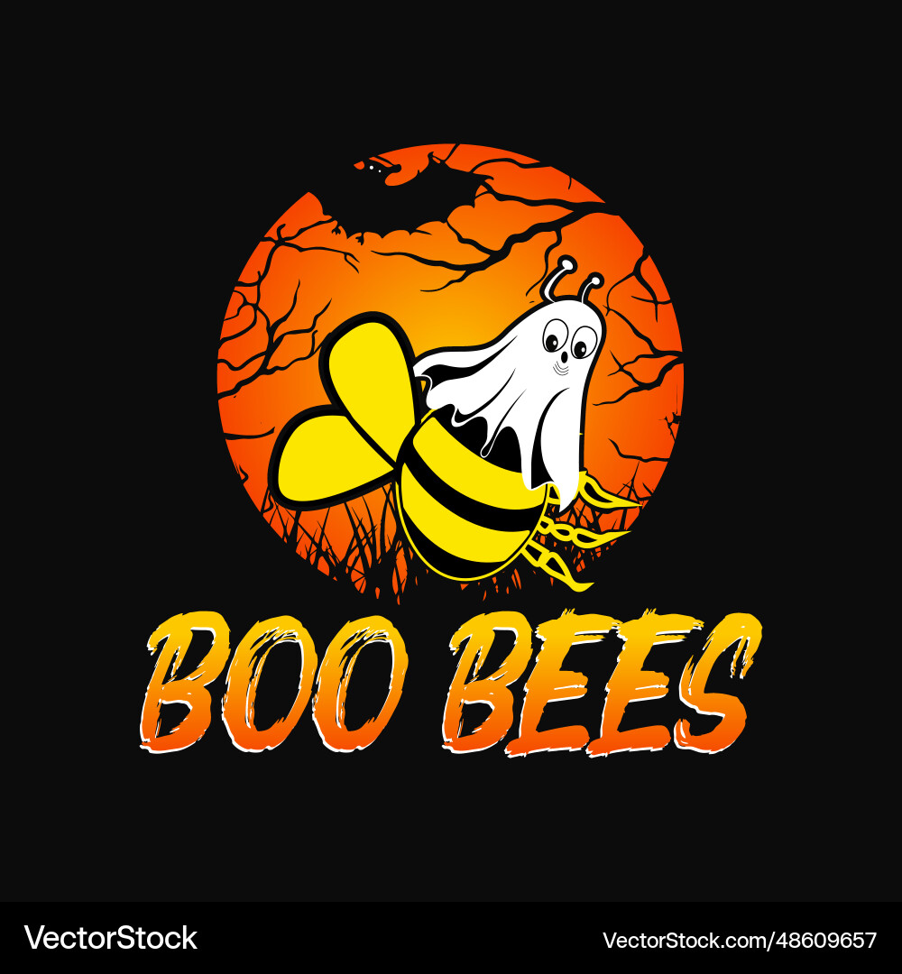 Boo bees ghost funny halloween craft cutting Vector Image