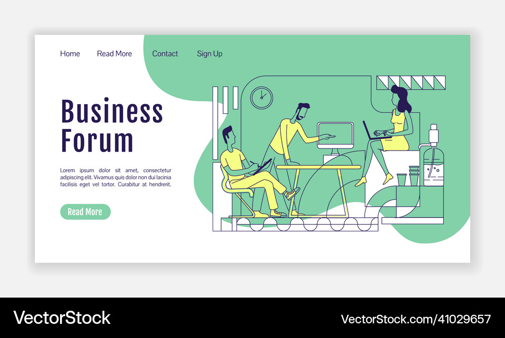 Business forum landing page flat silhouette Vector Image