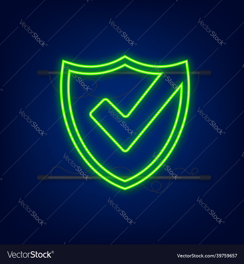 Checkmark green approved sticker neon style Vector Image Checkmark green approved sticker neon style Vector Image