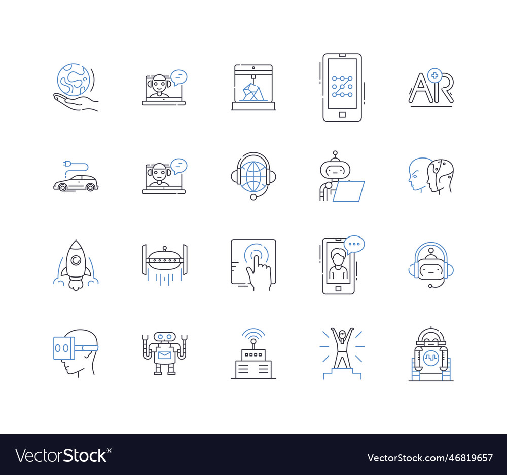 Contemporary science line icons collection Vector Image