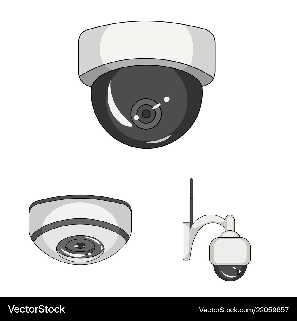 Design of cctv and camera icon set Royalty Free Vector Image