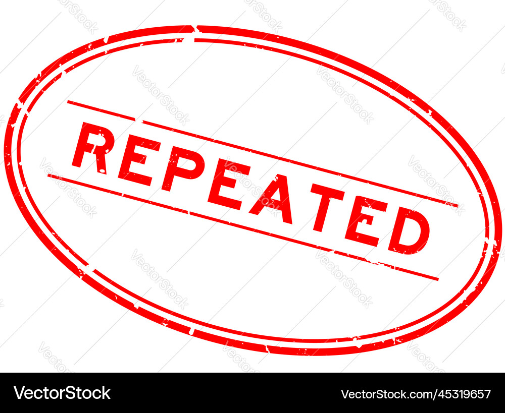 Grunge red repeated word oval rubber seal stamp Vector Image