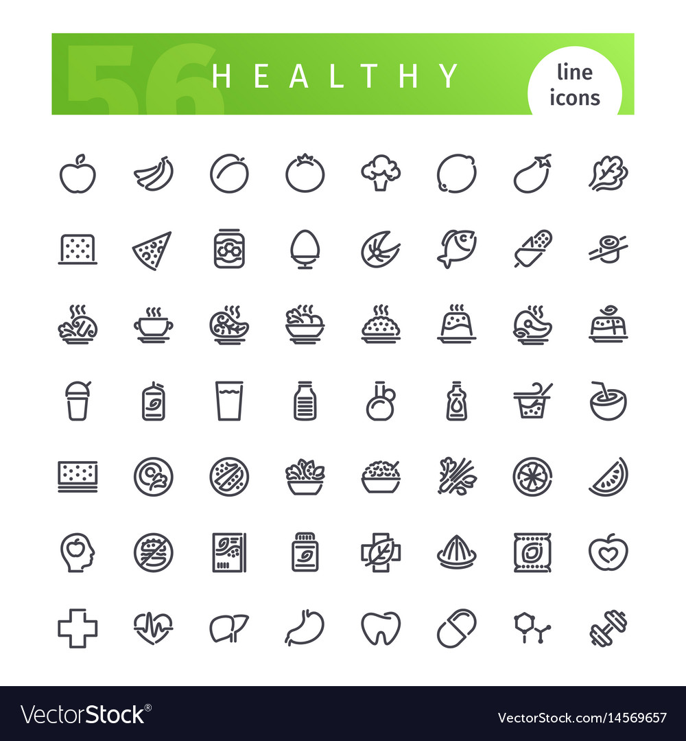 Healthy food line icons set Royalty Free Vector Image Healthy food line icons set Royalty Free Vector Image