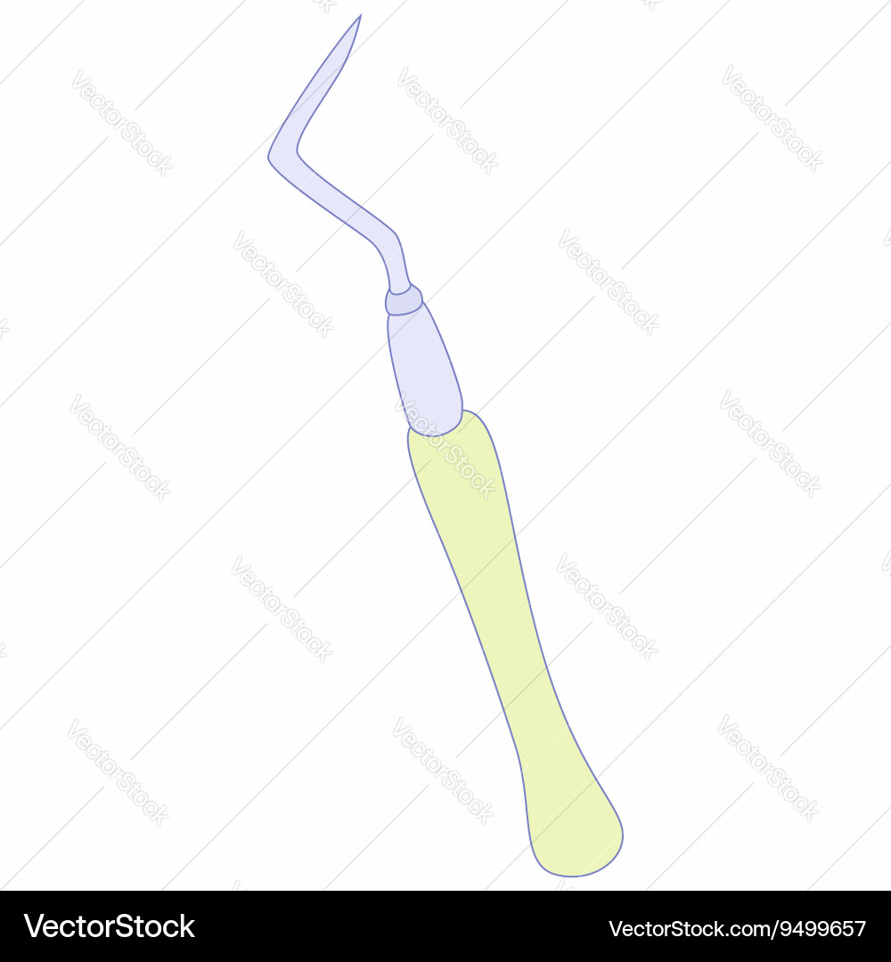 Probe dental tool icon cartoon style Royalty Free Vector