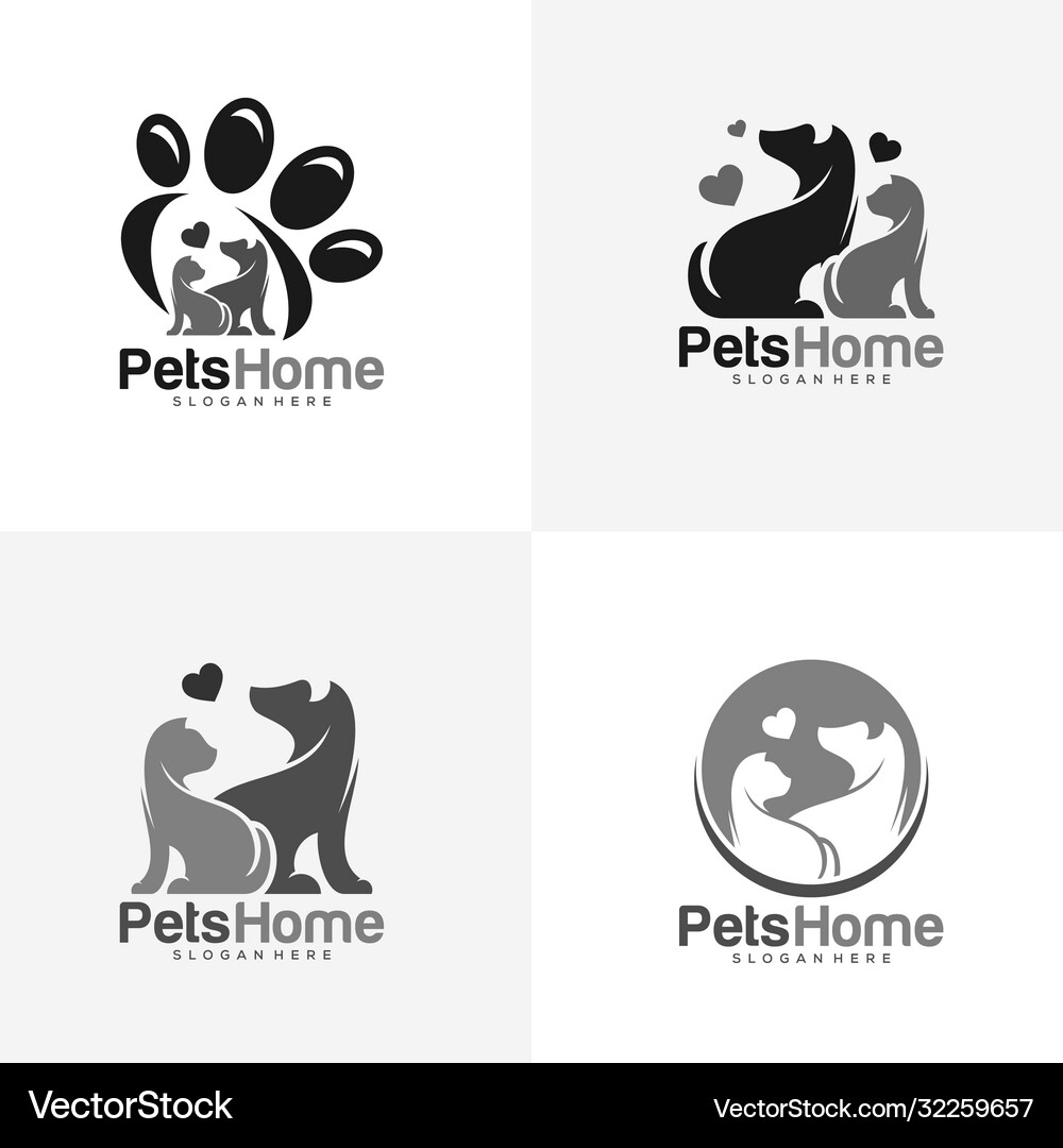 Set pets logo dog cat design template animals Vector Image