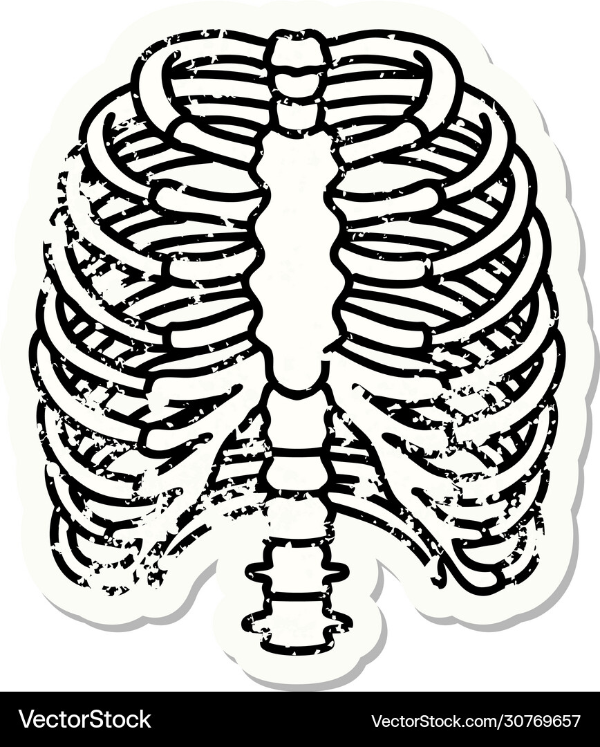 Traditional distressed sticker tattoo a rib Vector Image