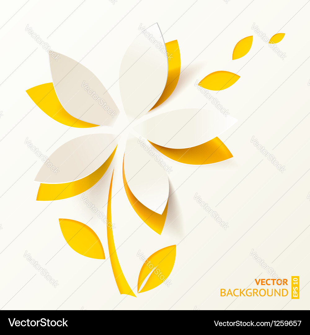 Yellow paper flower greeting card template Vector Image
