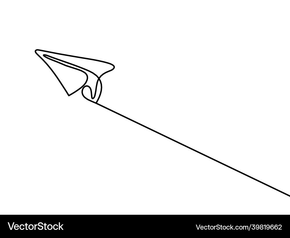 Abstract paper plane as line drawing on white Vector Image