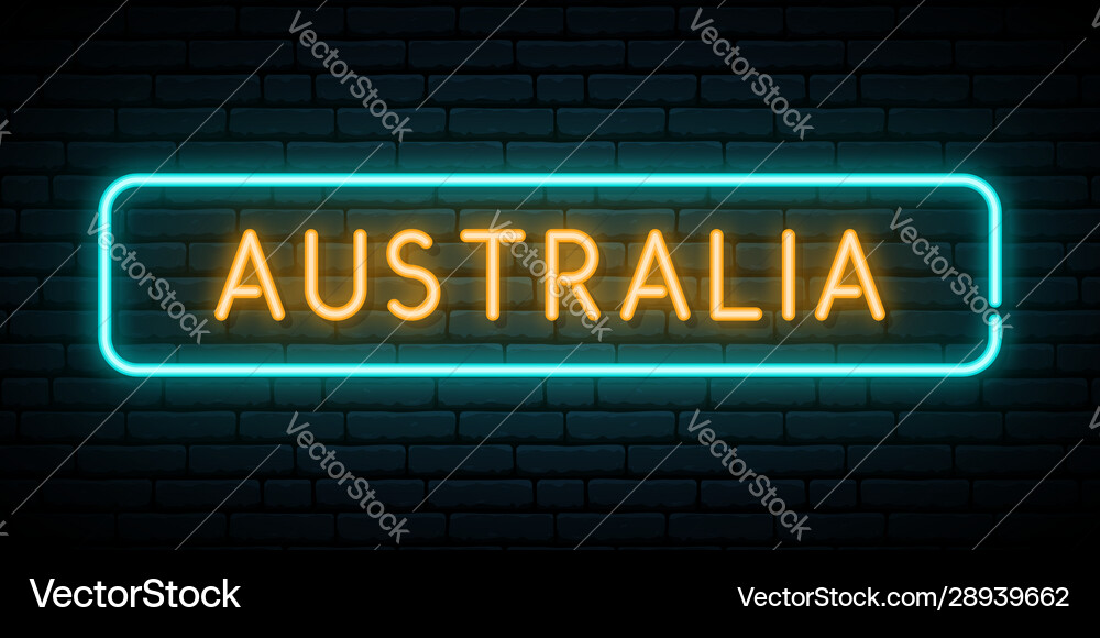 Australia neon sign bright light signboard Vector Image