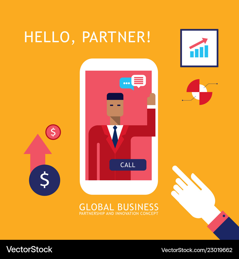 Businessman making video call to partner Vector Image