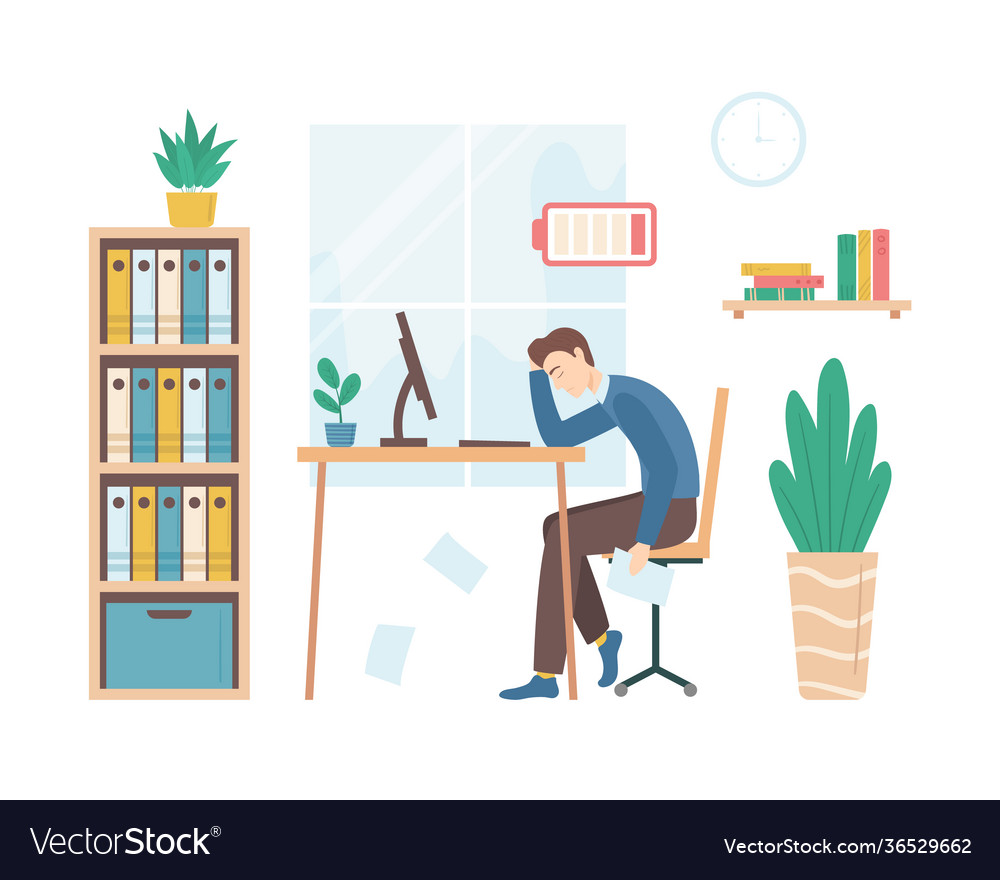 Cartoon color character person male and burnout Vector Image Cartoon color character person male and burnout Vector Image