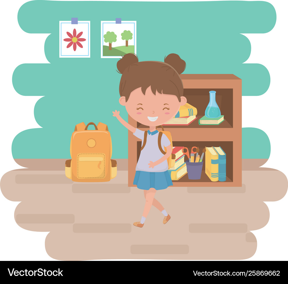 Girl kid school in classroom design Royalty Free Vector