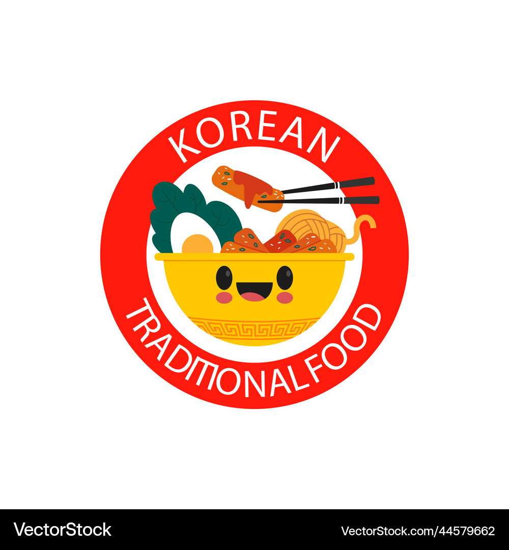 Hand drawn korean food logo Royalty Free Vector Image