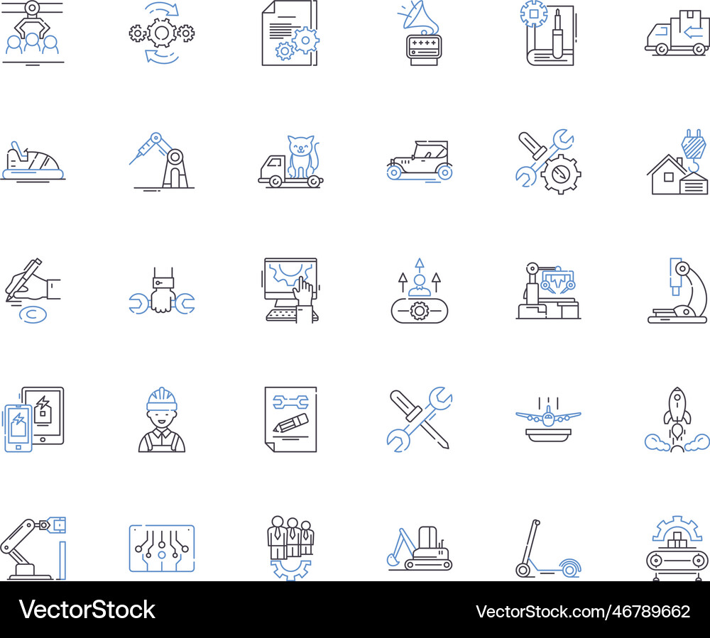 Kinetics line icons collection movement speed Vector Image