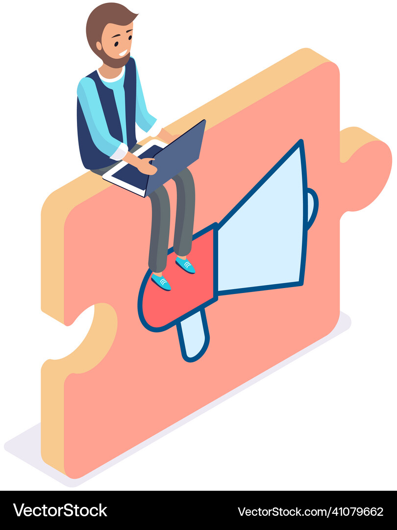 Man works with online advertising freelancer Vector Image
