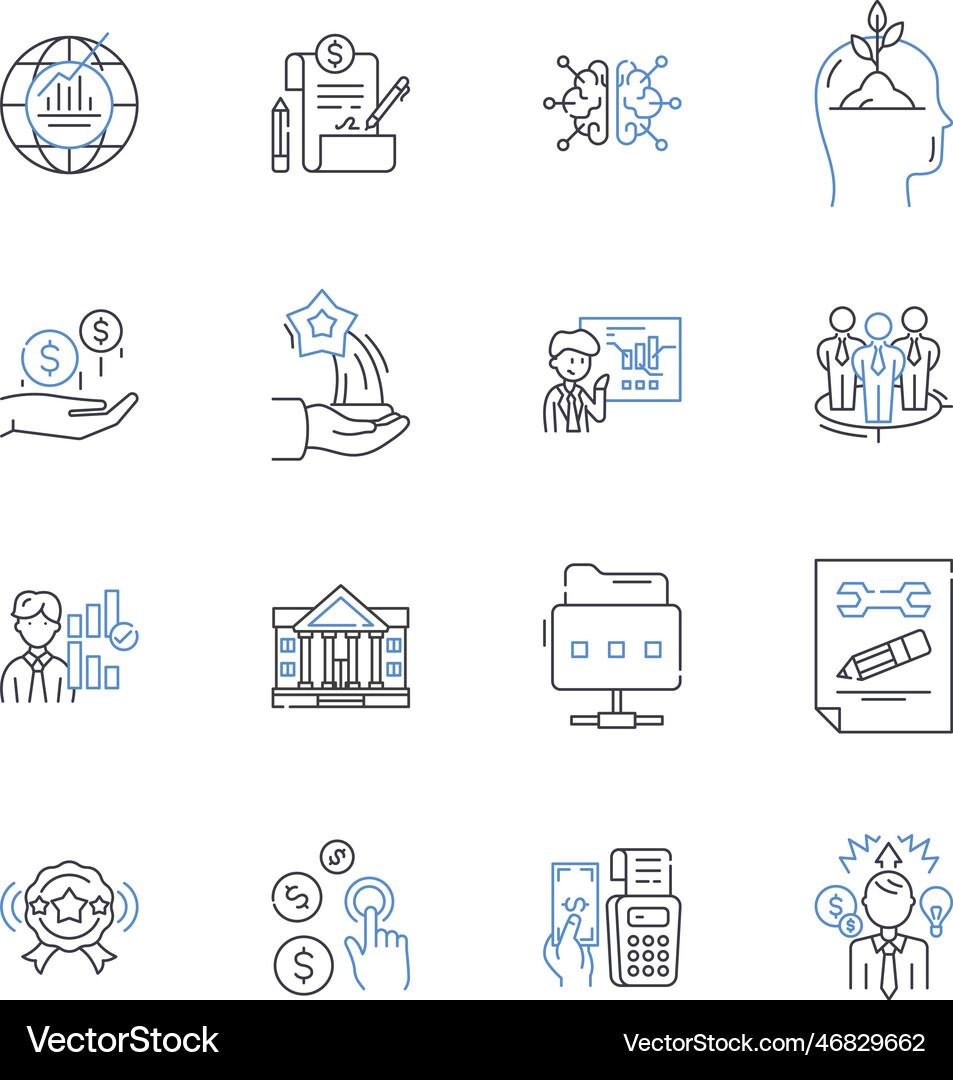 Organizational behavior line icons collection Vector Image