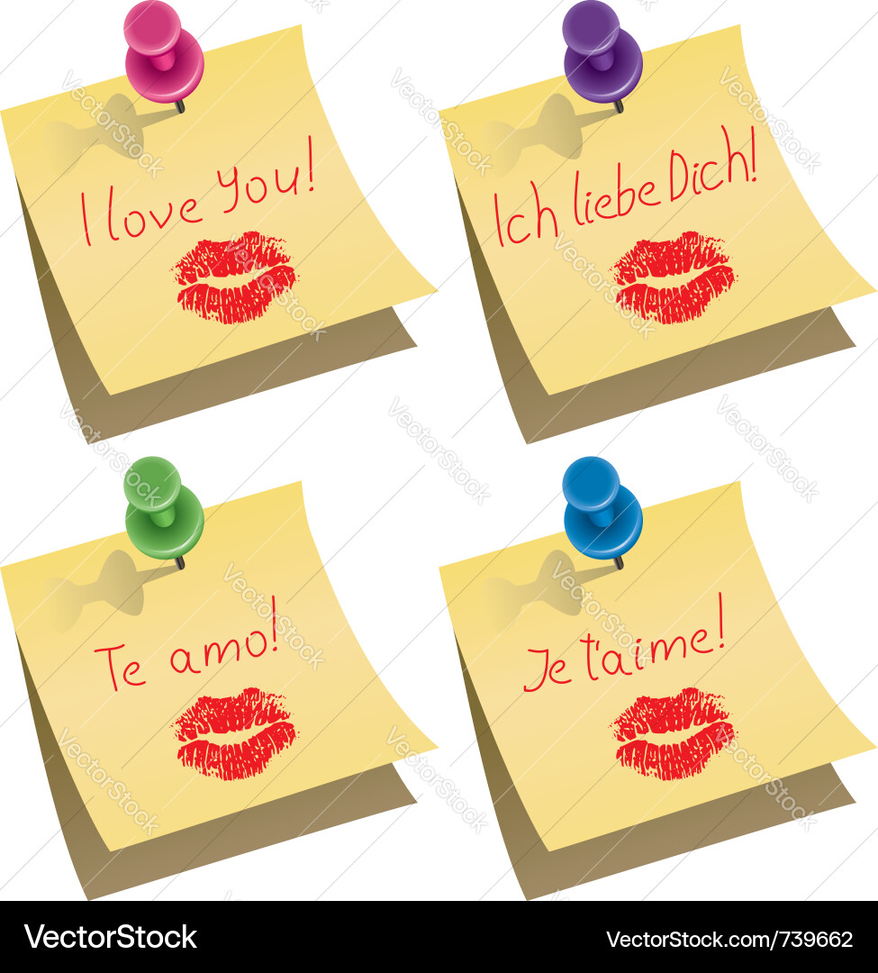 Paper notes with i love you words Royalty Free Vector Image