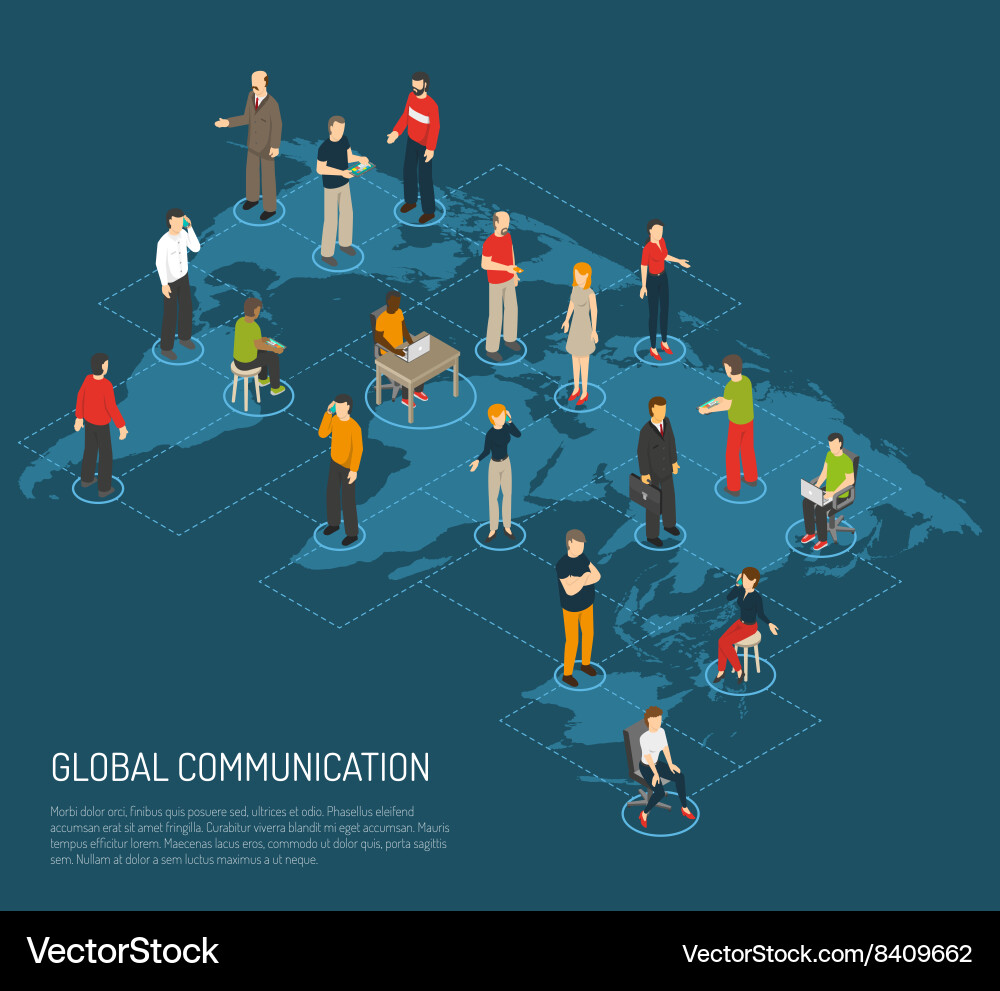 People poster of global communication Royalty Free Vector