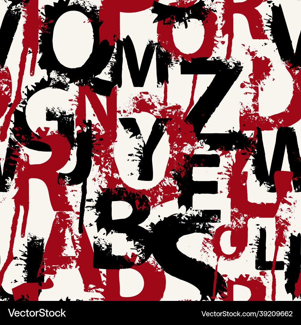 Seamless pattern with letters in form of blots Vector Image