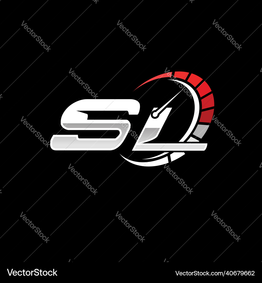 Sl logo letter speed meter racing style Royalty Free Vector
