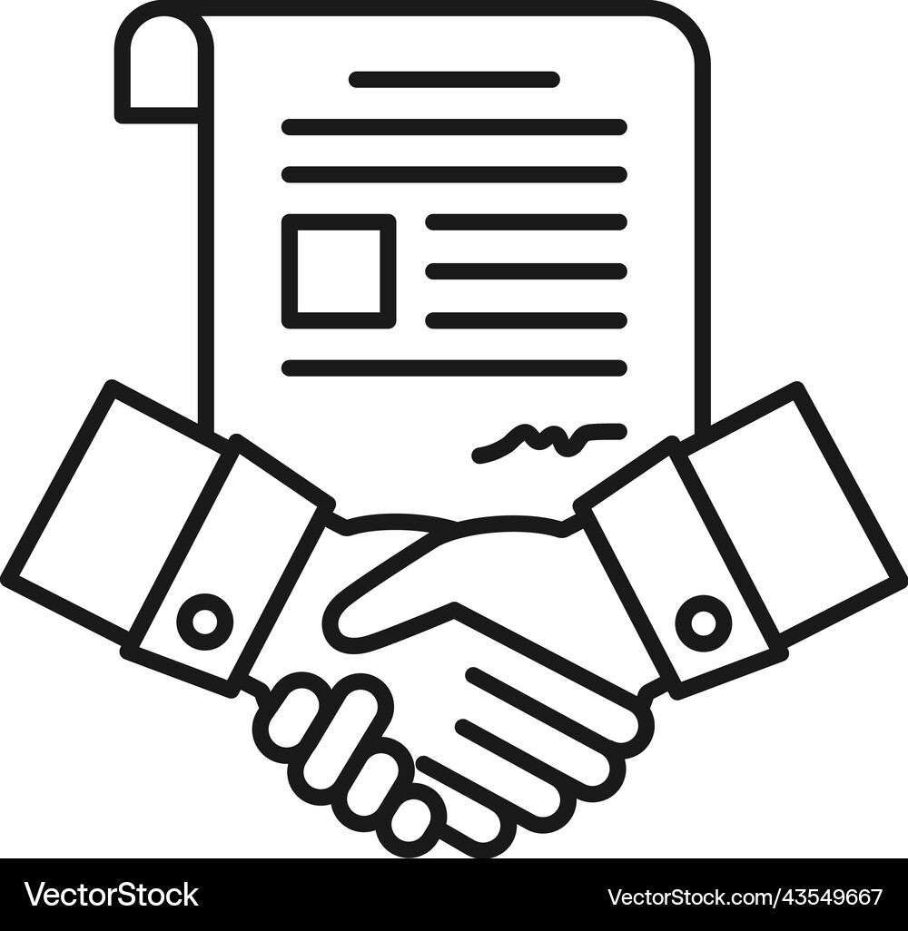 Agreement line art business cooperation icon Vector Image