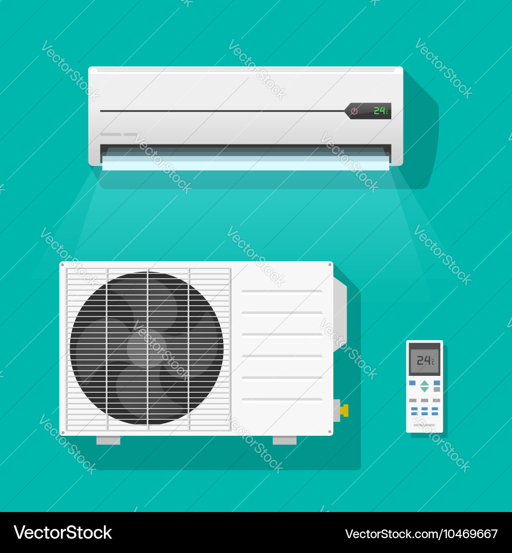 Air conditioner units set isolated on green Vector Image