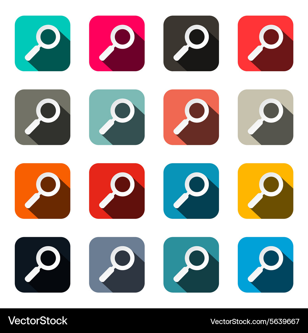 Magnifying glasses - search flat design icons set Vector Image