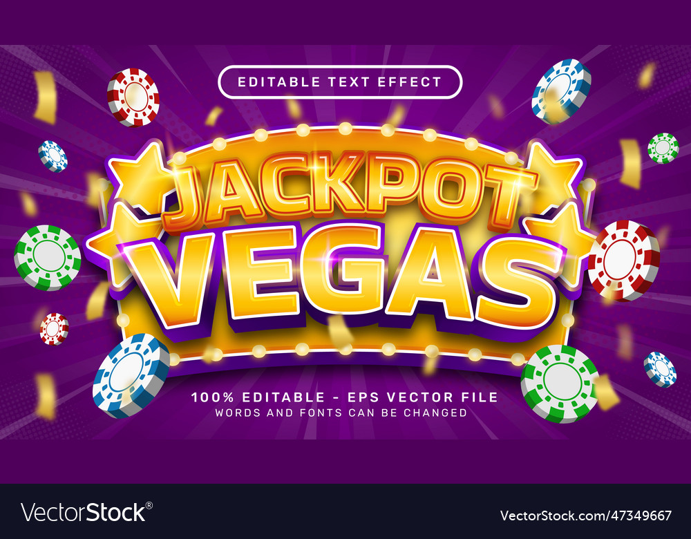 Mega jackpot 3d text effect and editable text Vector Image
