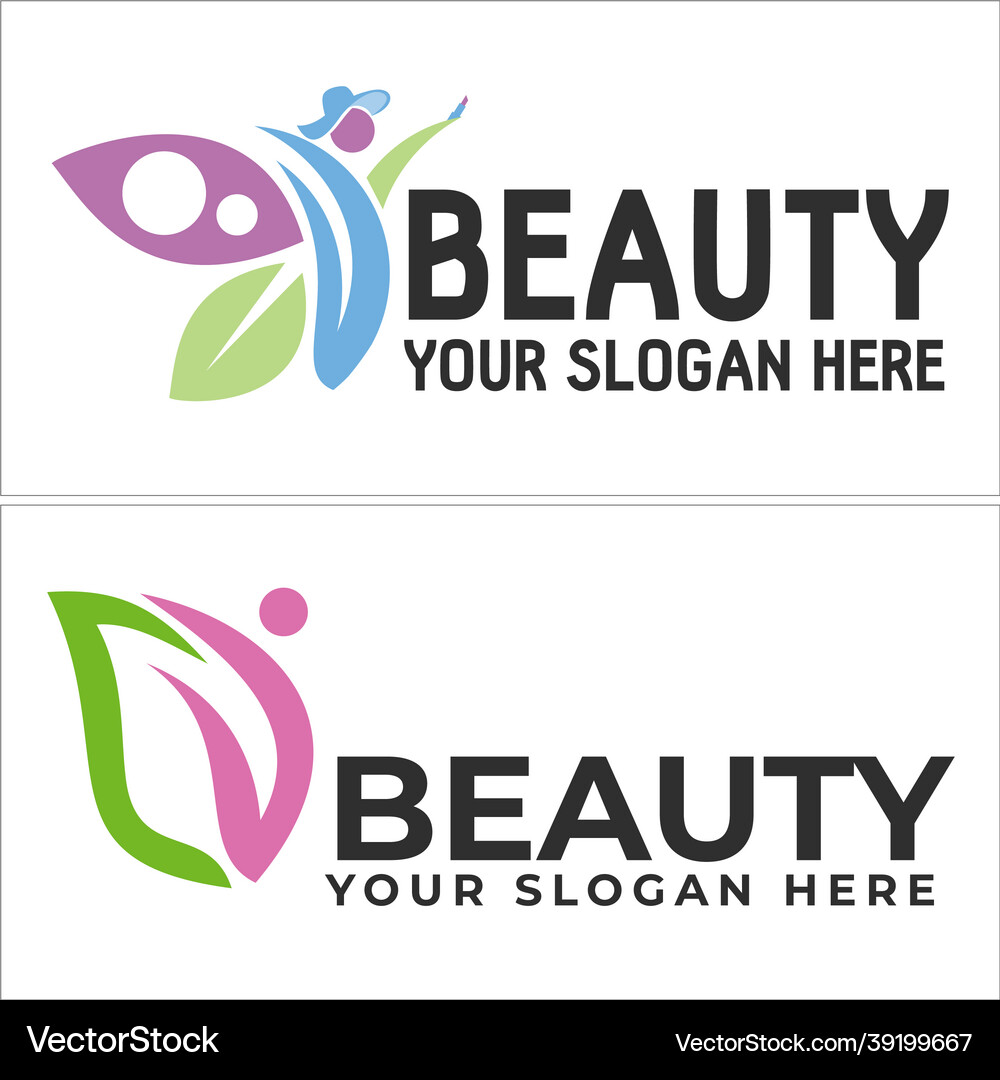 Natural organic beauty logo design Royalty Free Vector Image