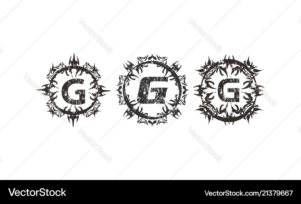 Rough letter g template set Royalty Free Vector Image