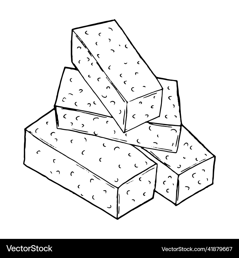 Set brick hand drawn of brick building Royalty Free Vector
