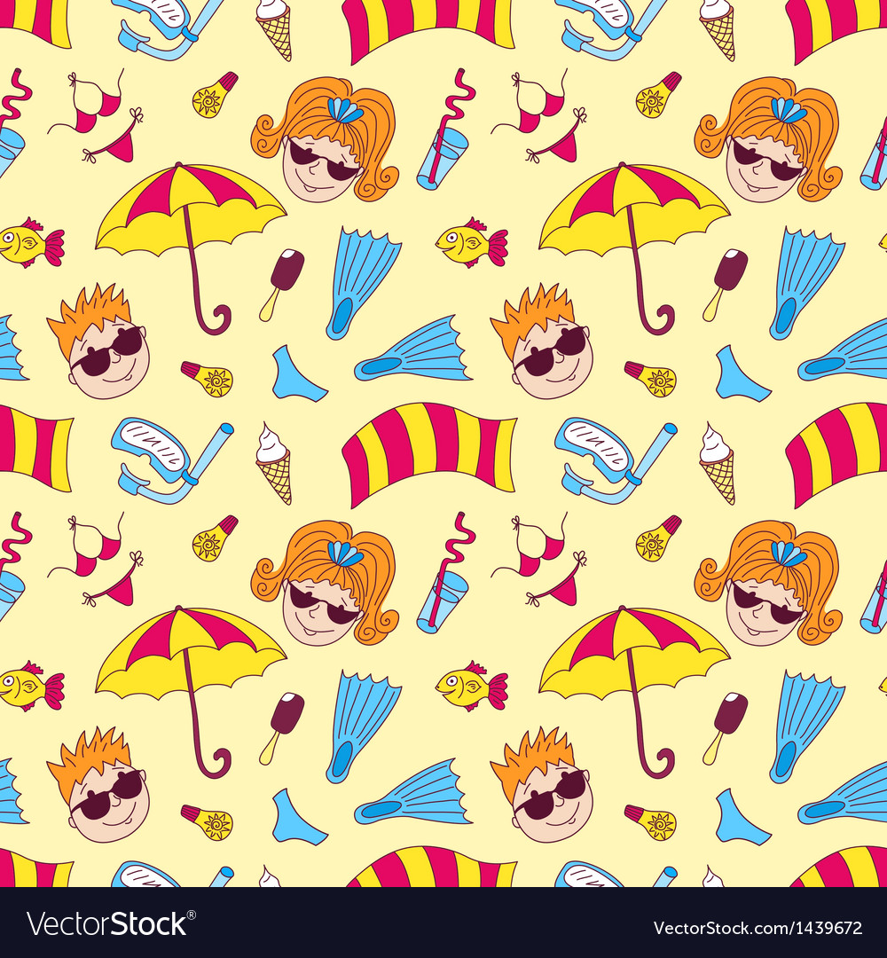 Beach seamless pattern Royalty Free Vector Image