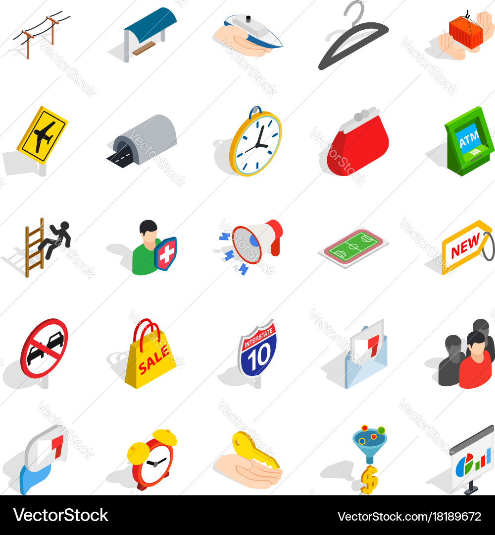 Big city icons set isometric style Royalty Free Vector Image
