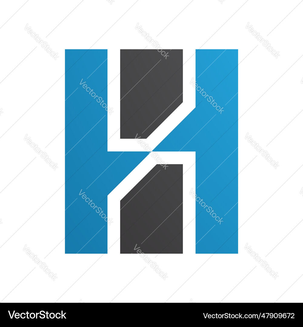Blue and black letter h icon with vertical Vector Image
