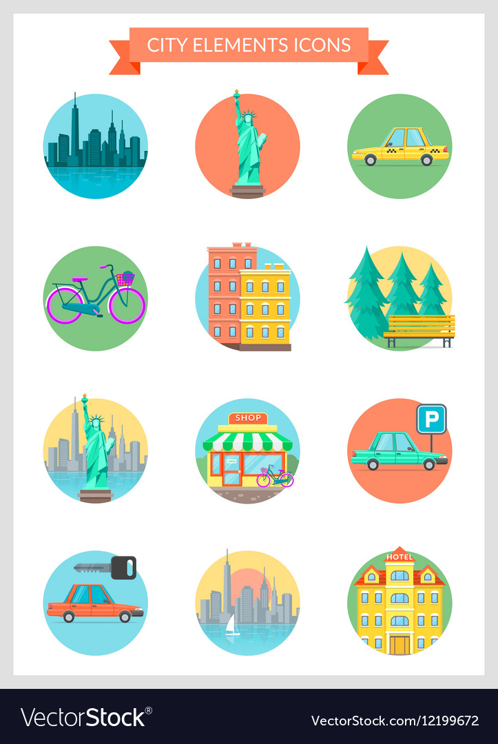 City elements Royalty Free Vector Image - VectorStock