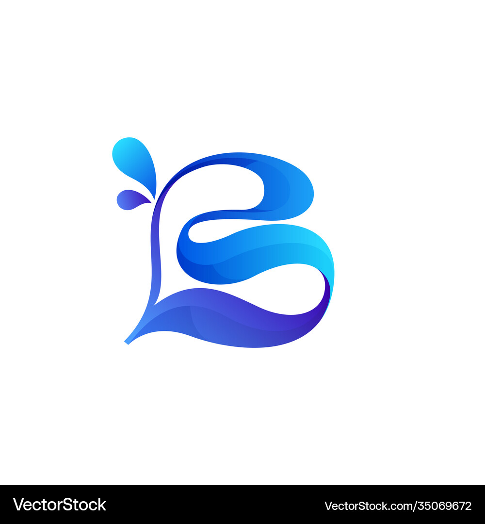 Clean blue b letter logo with water splash Vector Image