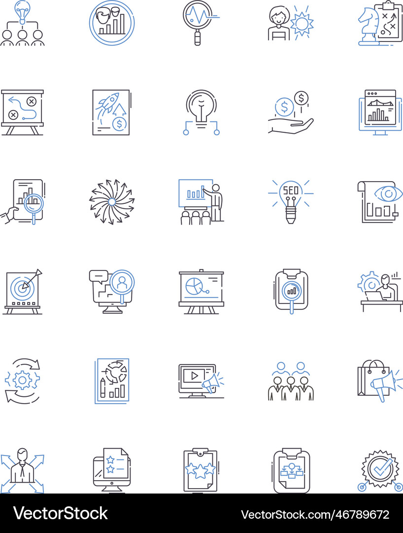 Fiscal planning line icons collection budgeting Vector Image