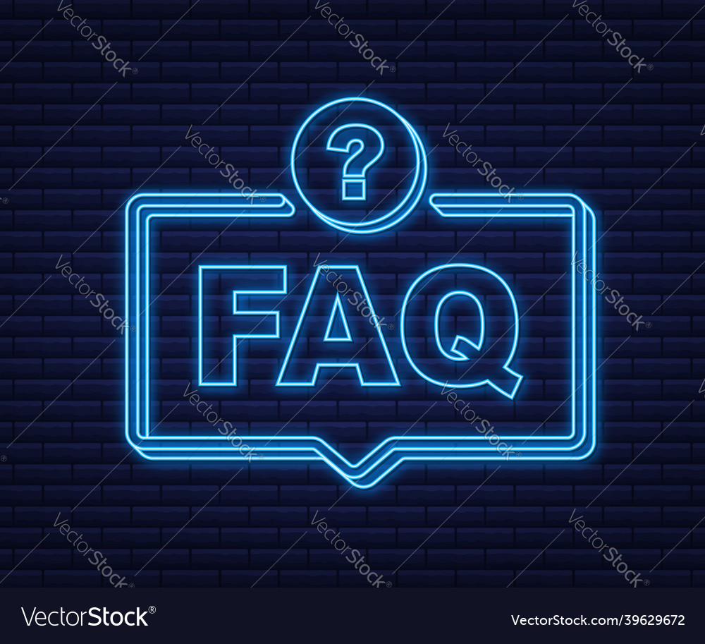 Frequently asked questions faq banner neon icon Vector Image Frequently asked questions faq banner neon icon Vector Image