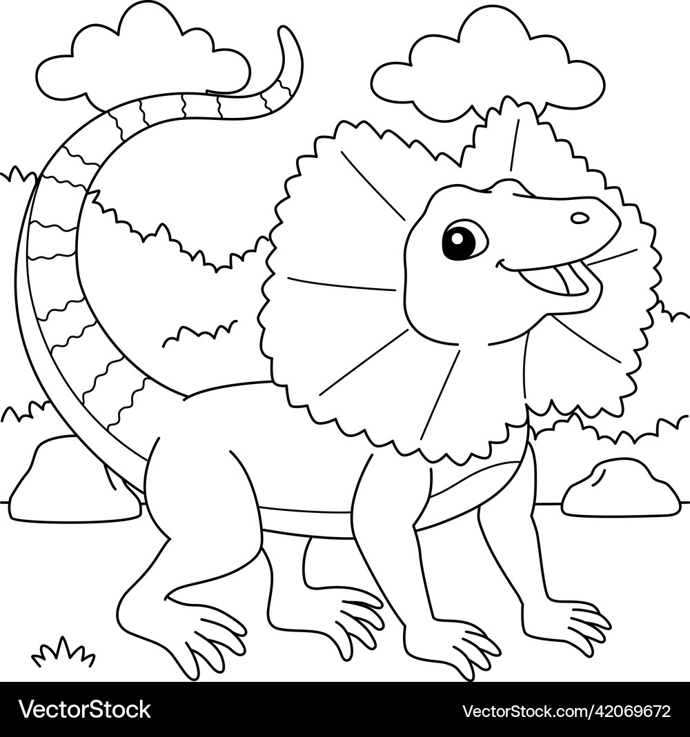 Frill necked lizard coloring page for kids Vector Image