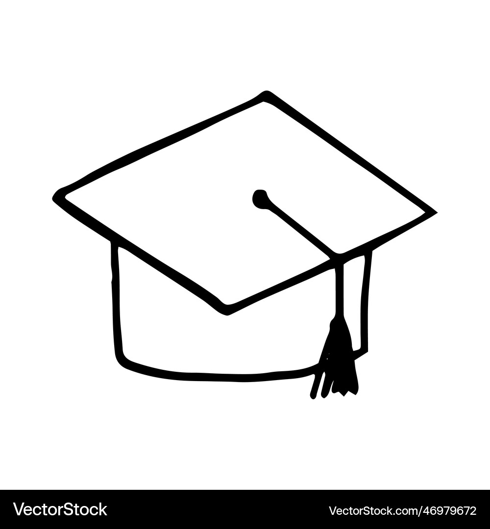 Graduation cap hand drawn in doodle style icon Vector Image