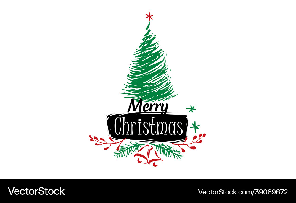 Logo of a painted christmas tree on a white Vector Image