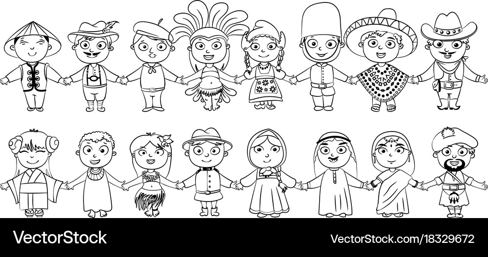 Nationalities funny cartoon character Royalty Free Vector