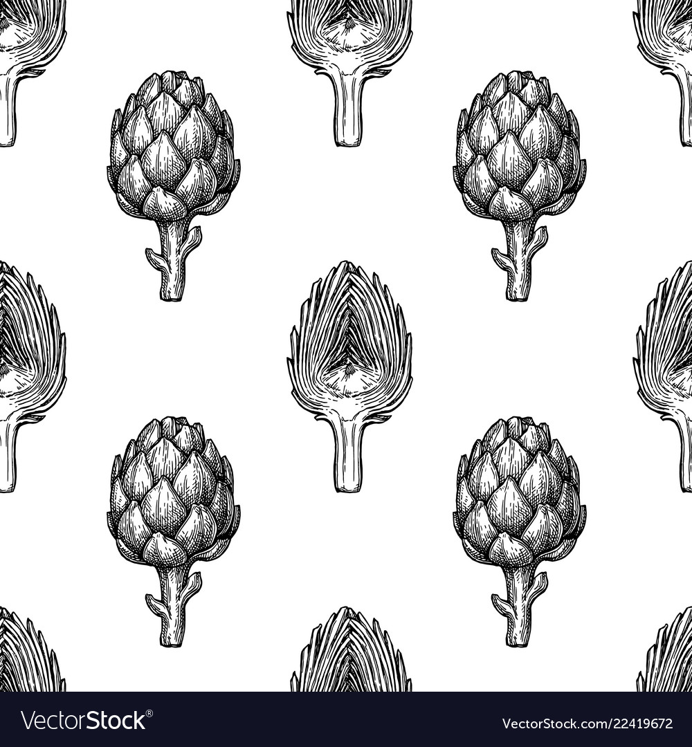 Seamless pattern with artichoke Royalty Free Vector Image