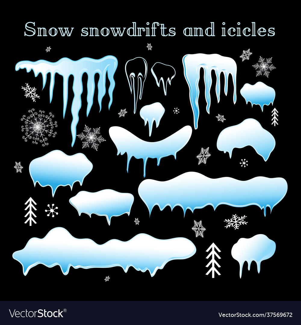 Set snow snowdrifts and icicles Royalty Free Vector Image