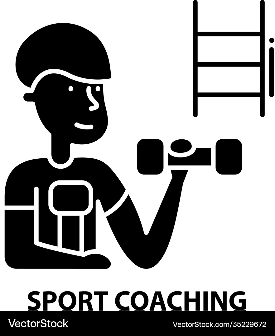 Sport coaching icon black sign with Royalty Free Vector