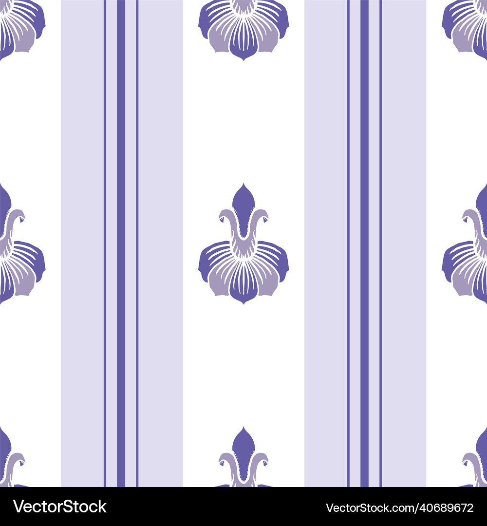 Stylized lily flowers and stripes seamless Vector Image