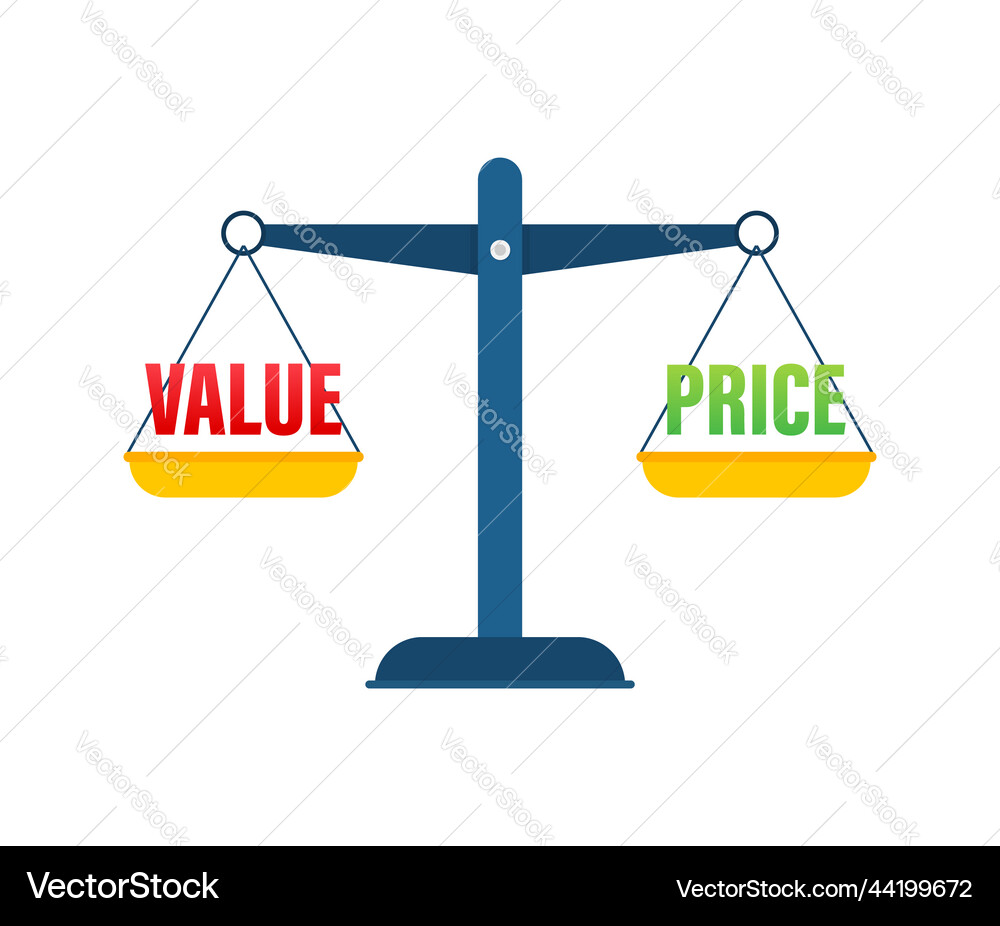 Value and price balance on the scale Royalty Free Vector