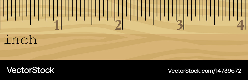 Wooden ruler in inches Royalty Free Vector Image