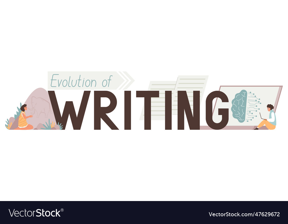 Writing evolution text Royalty Free Vector Image