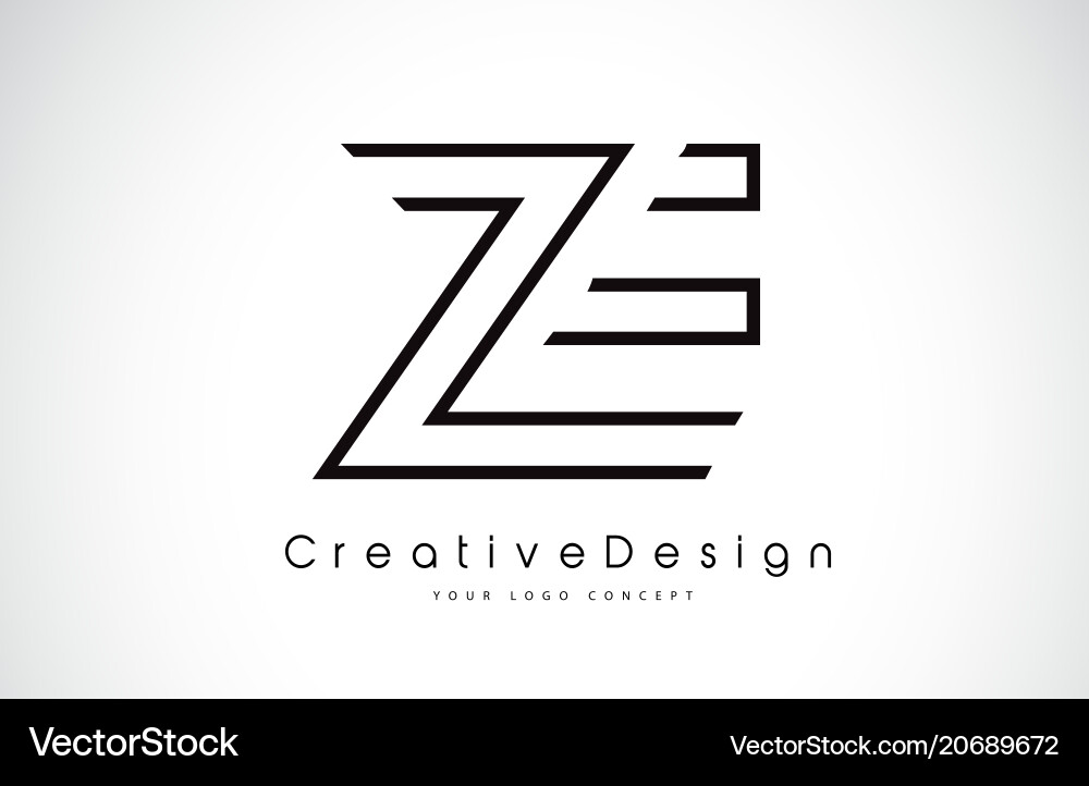 Ze z e letter logo design in black colors Vector Image